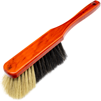 Kehrschaufel rot + Handfeger | mahagoni | lackiert | weiß Bart