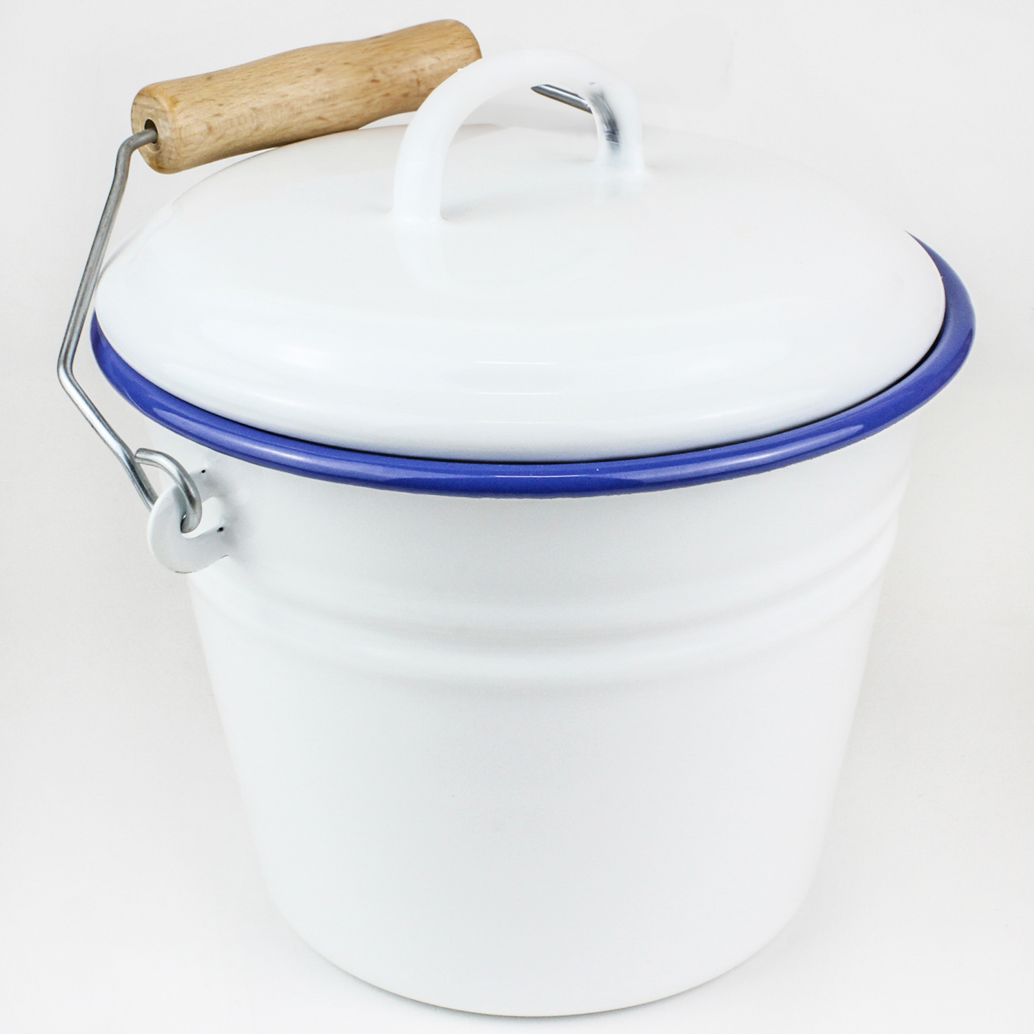 Emaille Eimer | 1,5 Liter | weiss mit Deckel